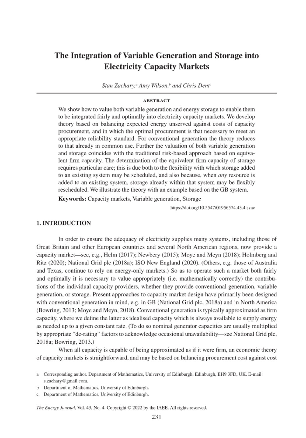 The Integration of Variable Generation and Storage into Electricity Capacity Markets ...