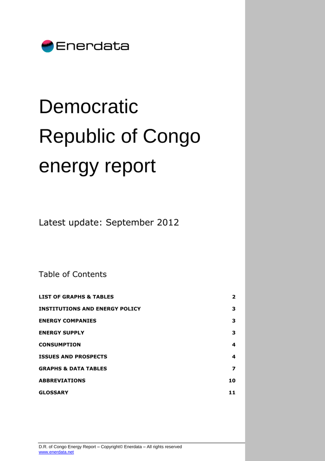 RD Congo energy report, September 2012 - 통합검색 | 에너지경제연구원 전자도서관> 자료검색