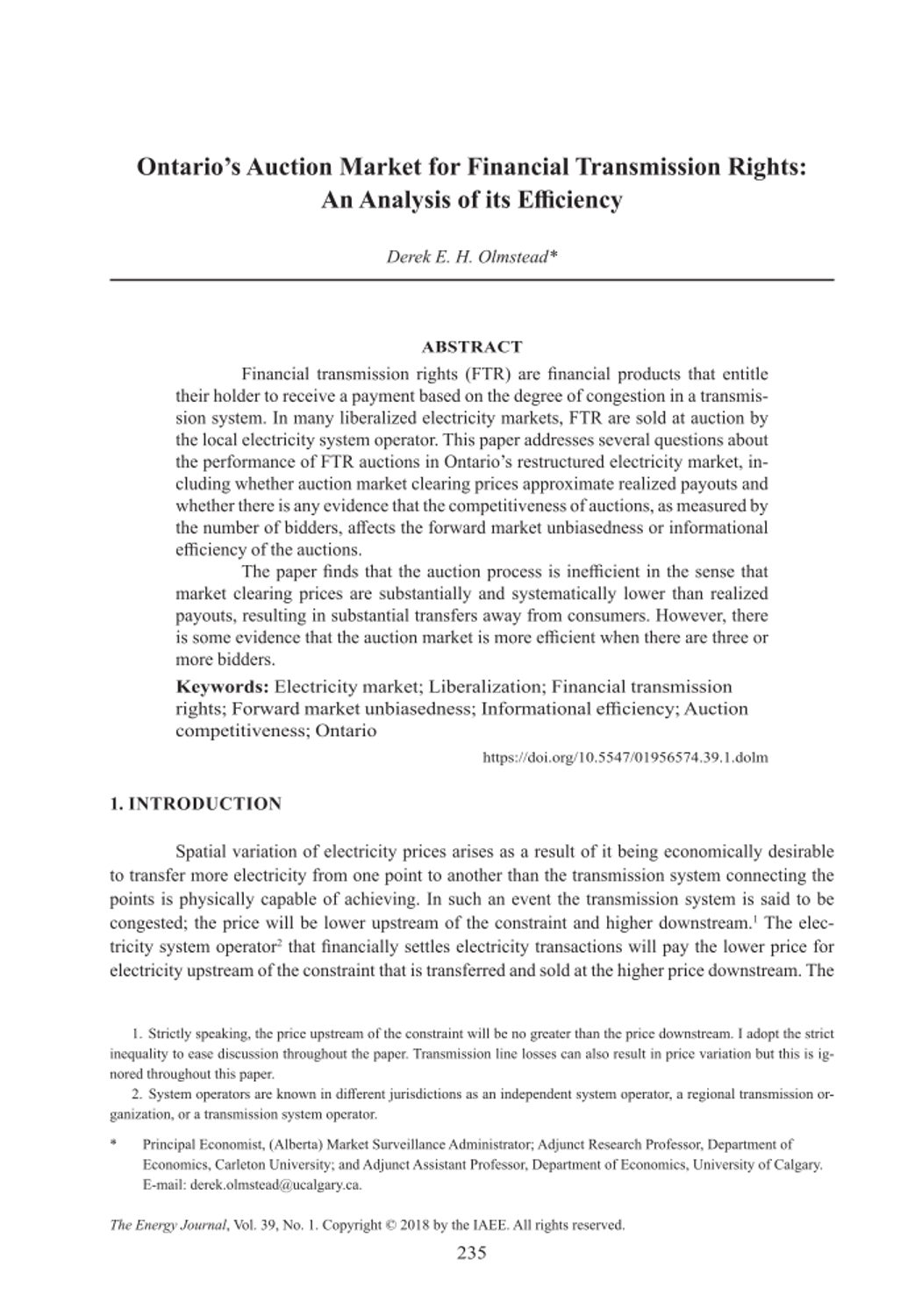 11 Ontario's Auction Market for Financial Transmission Rights: An ...