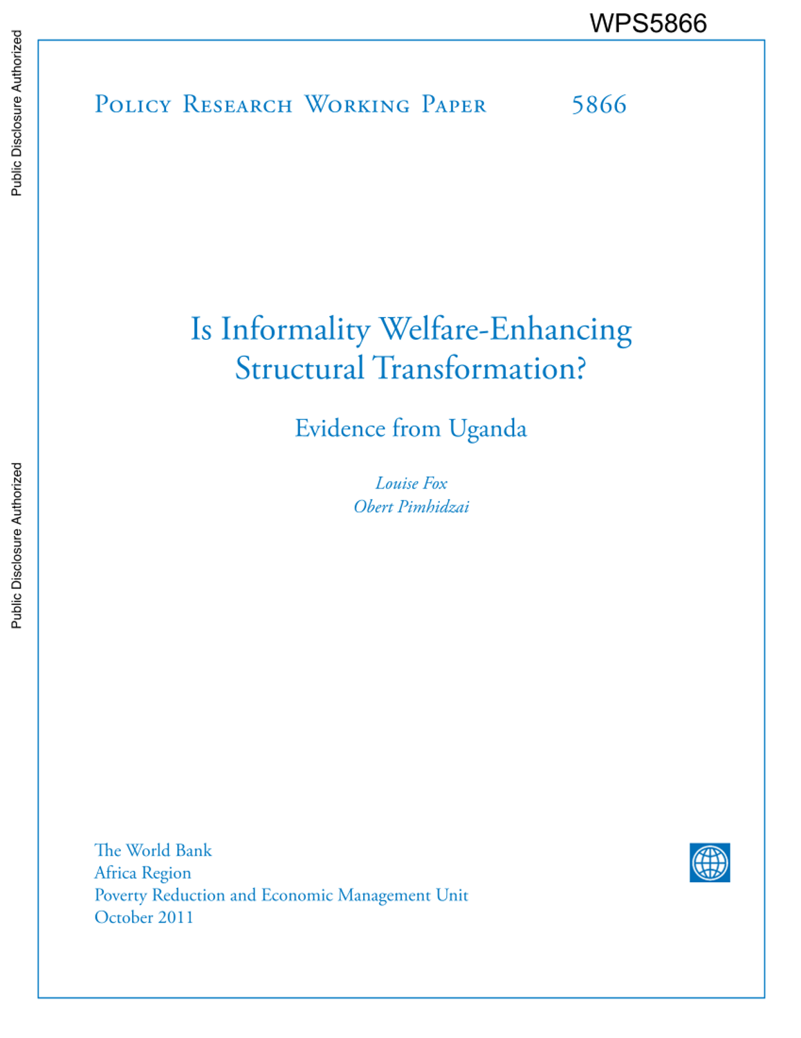 Is informality welfare-enhancing structural transformation ? evidence ...
