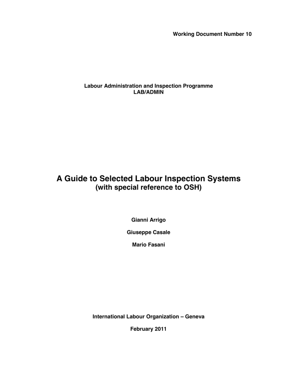 (A) Guide to selected labour inspection systems (with special reference ...